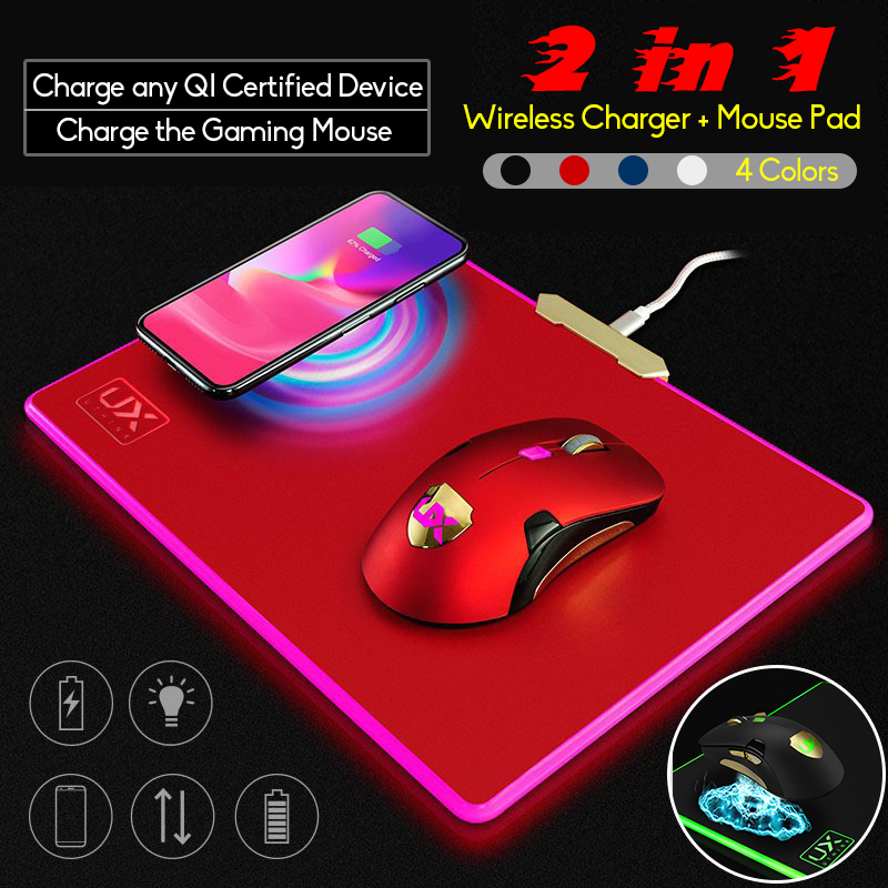 Qi Wireless Charger Charging Backlit Mouse Pad+2.4G Wireless Gaming ...