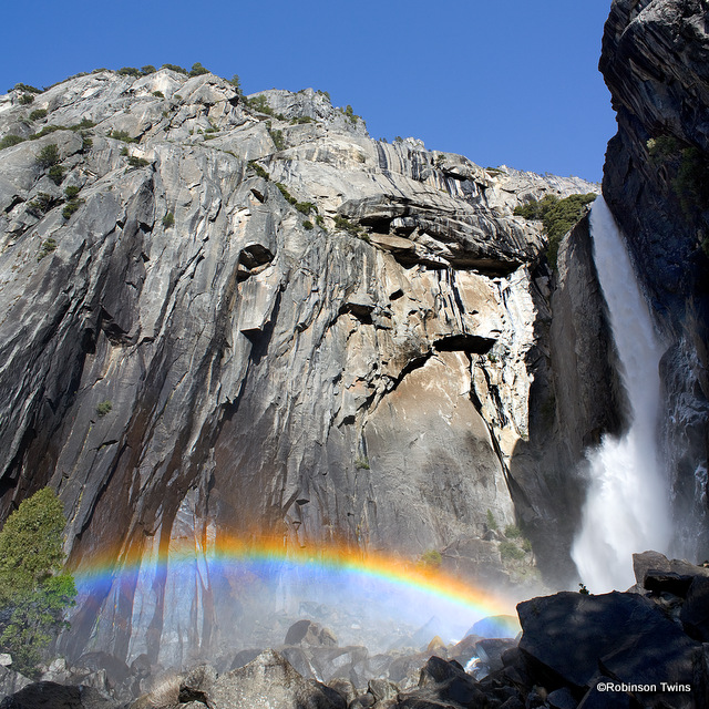 Robinson Twins Photo Gallery: Lower Yosemite Falls showing a rainbow ...