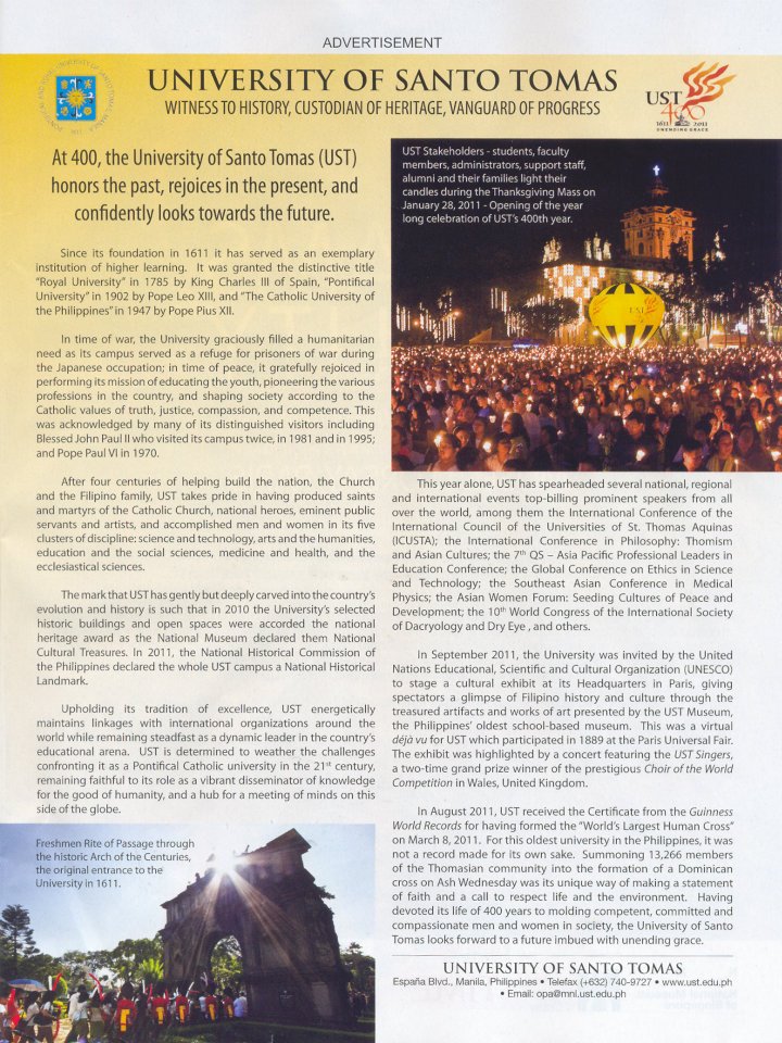 University of Santo Tomas: January 2012