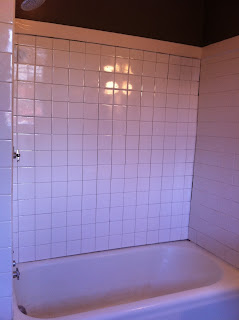 dwell and tell: Bathroom progress - Retiling shower wall, Part 2