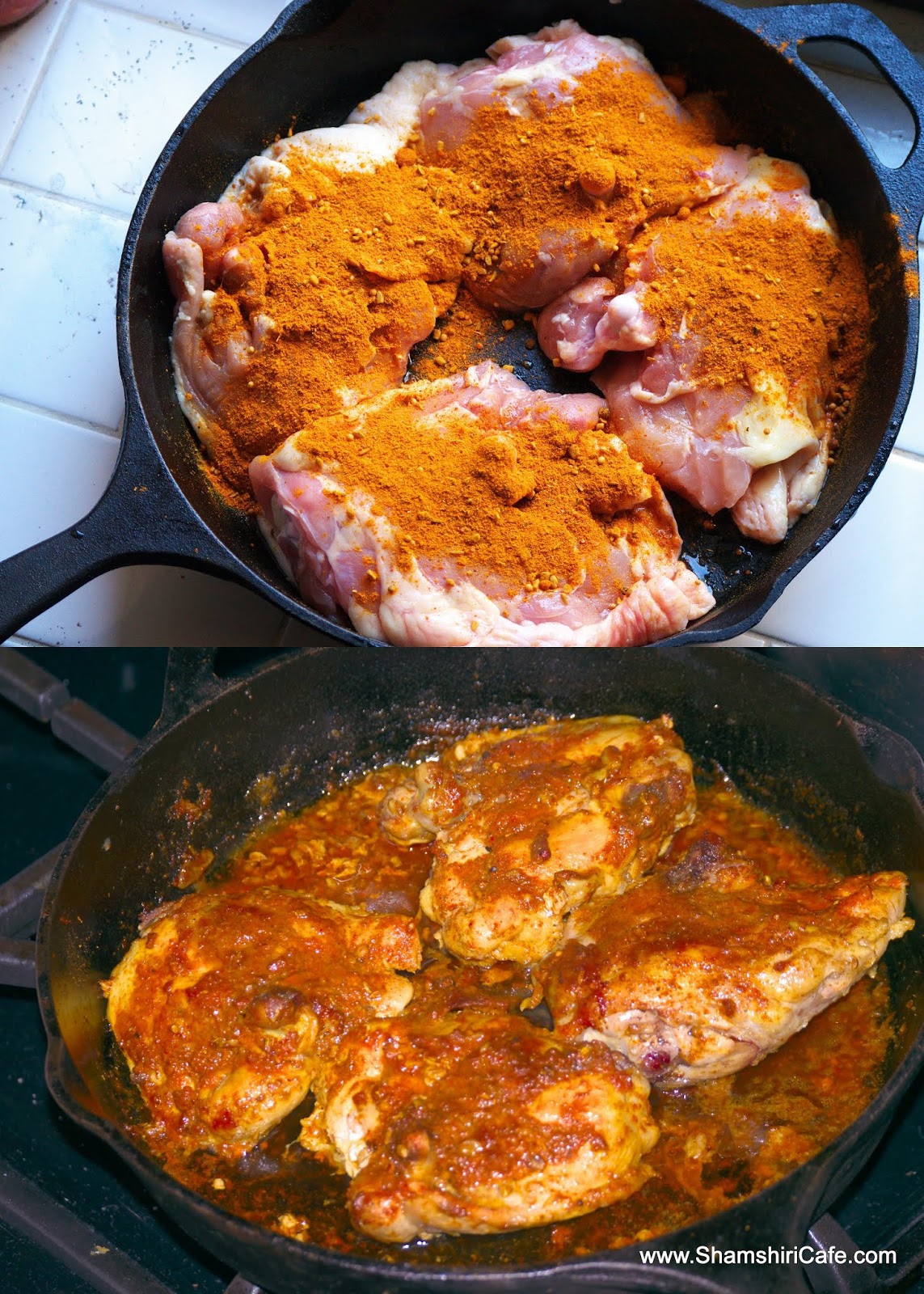 Chicken Haneeth; Yemeni roasted chicken with a side of stewed okra