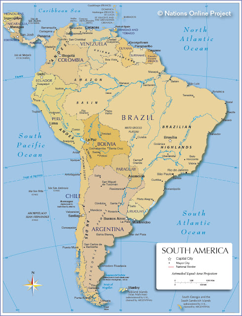 Amerika e Jugut - Hartat gjeografike në Amerikën e Jugut - Shqipëria ...