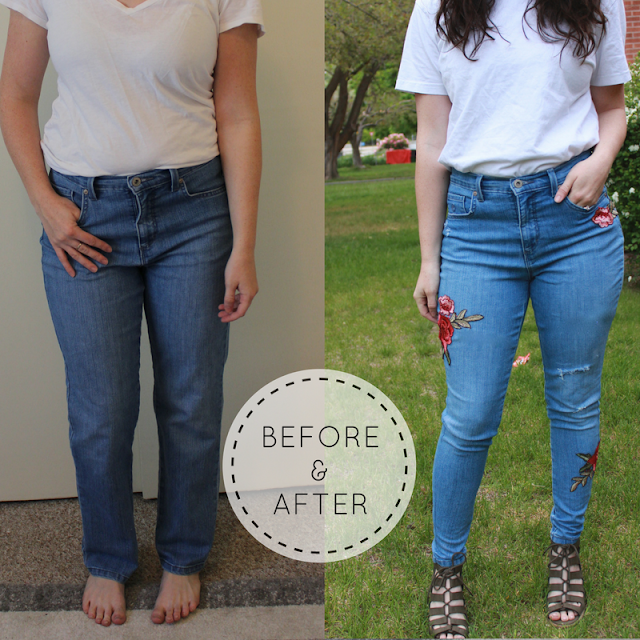 Embroidered & Distressed Jean Refashion + Skinny Jeans Tutorial | Kali ...