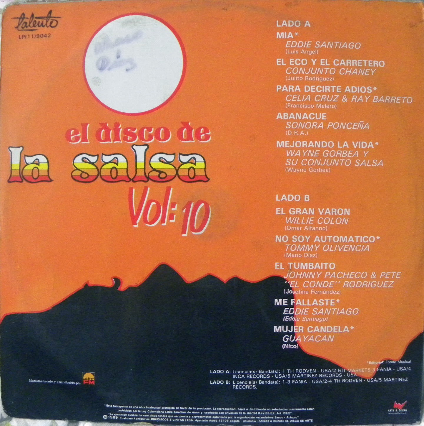 MELODIAS DE COLOMBIA: EL DISCO DE LA SALSA VOL. 10 (1989)