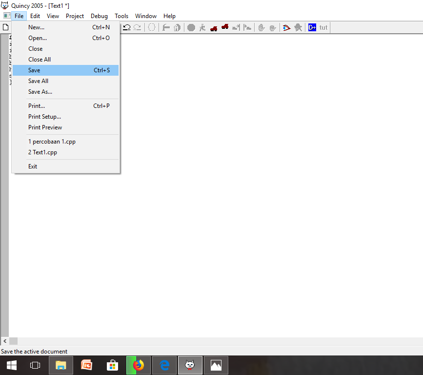 Program C++ Menjumlahkan Dua bilangan dengan Aplikasi Quincy 2005