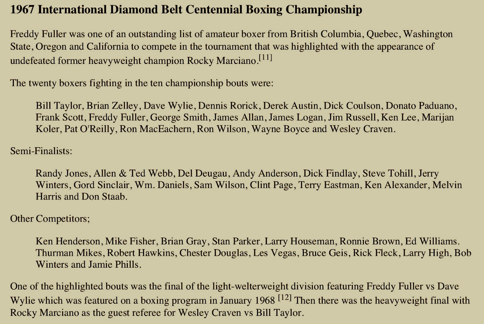 The FREDDY FULLER BOXING STORY