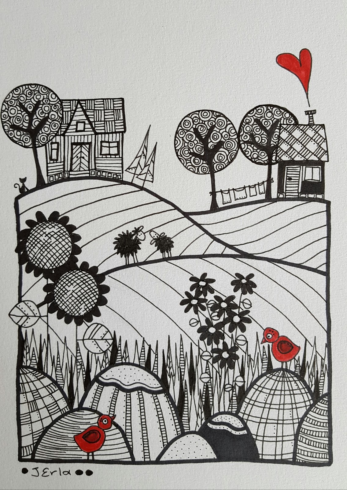 Kreativt i Tjärnbacken: Nya tuschteckningar