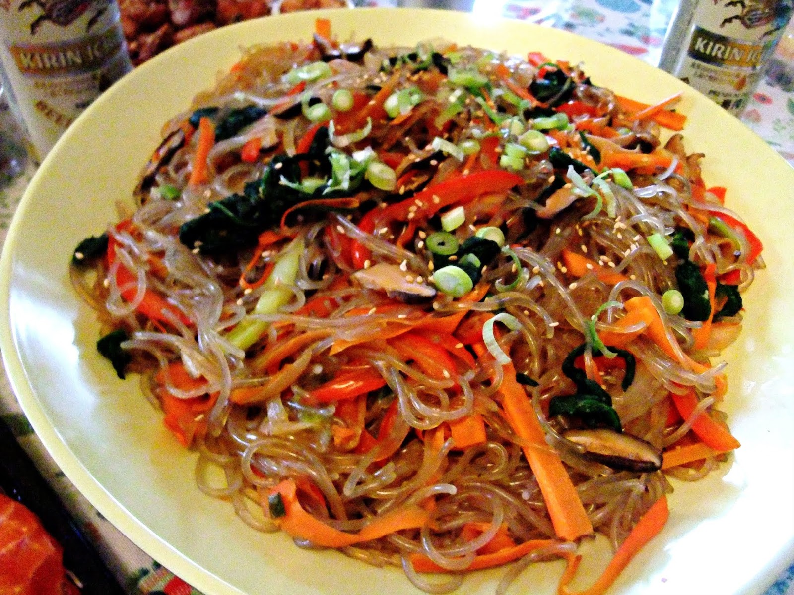 Susan's Savour-It!: Korean Sweet Potato Noodles with Vegetables...Chap Chae