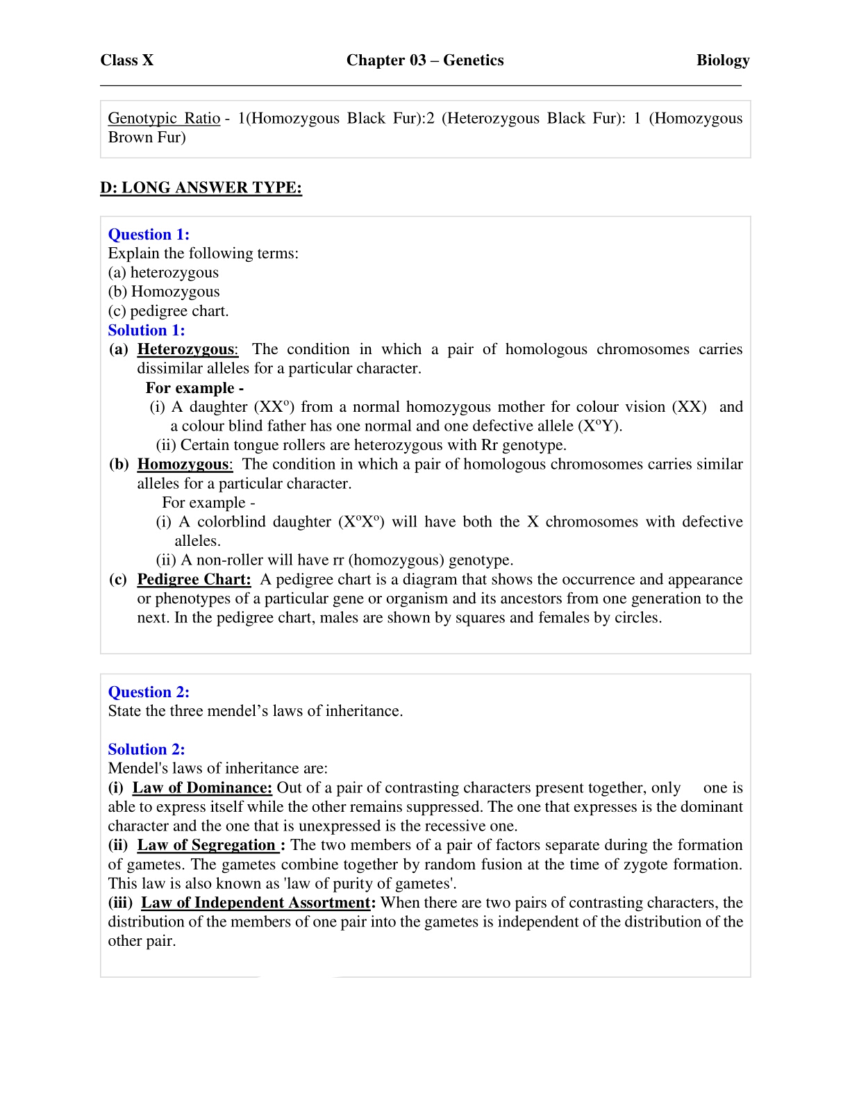 Concise Biology class 10 Chapter 3 Genetics - ICSE HUB