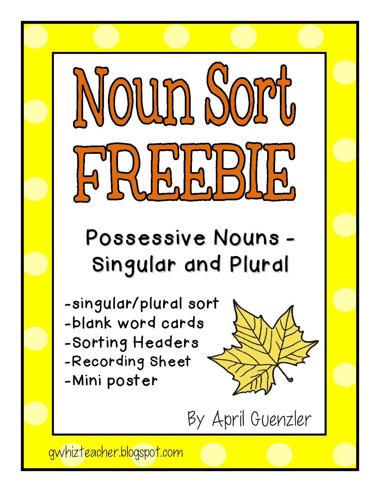 gwhizteacher: Autumn Noun Sorts
