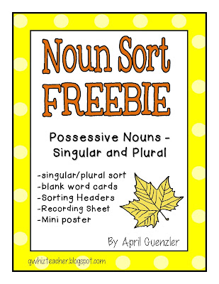 gwhizteacher: Autumn Noun Sorts