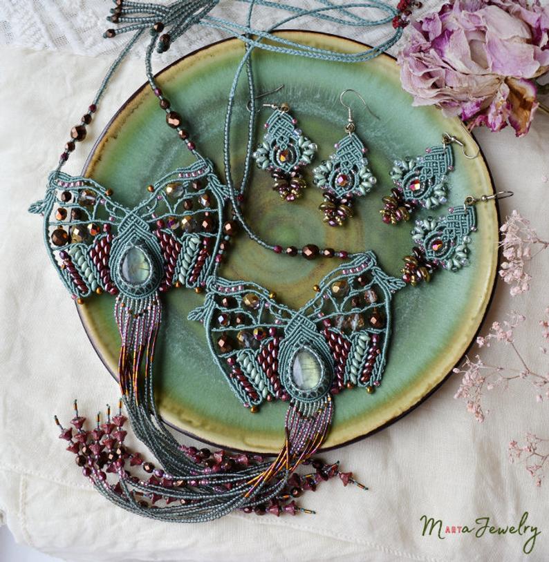 Gemstone Micro-Macrame Jewelry by MartaJewelry / The Beading Gem