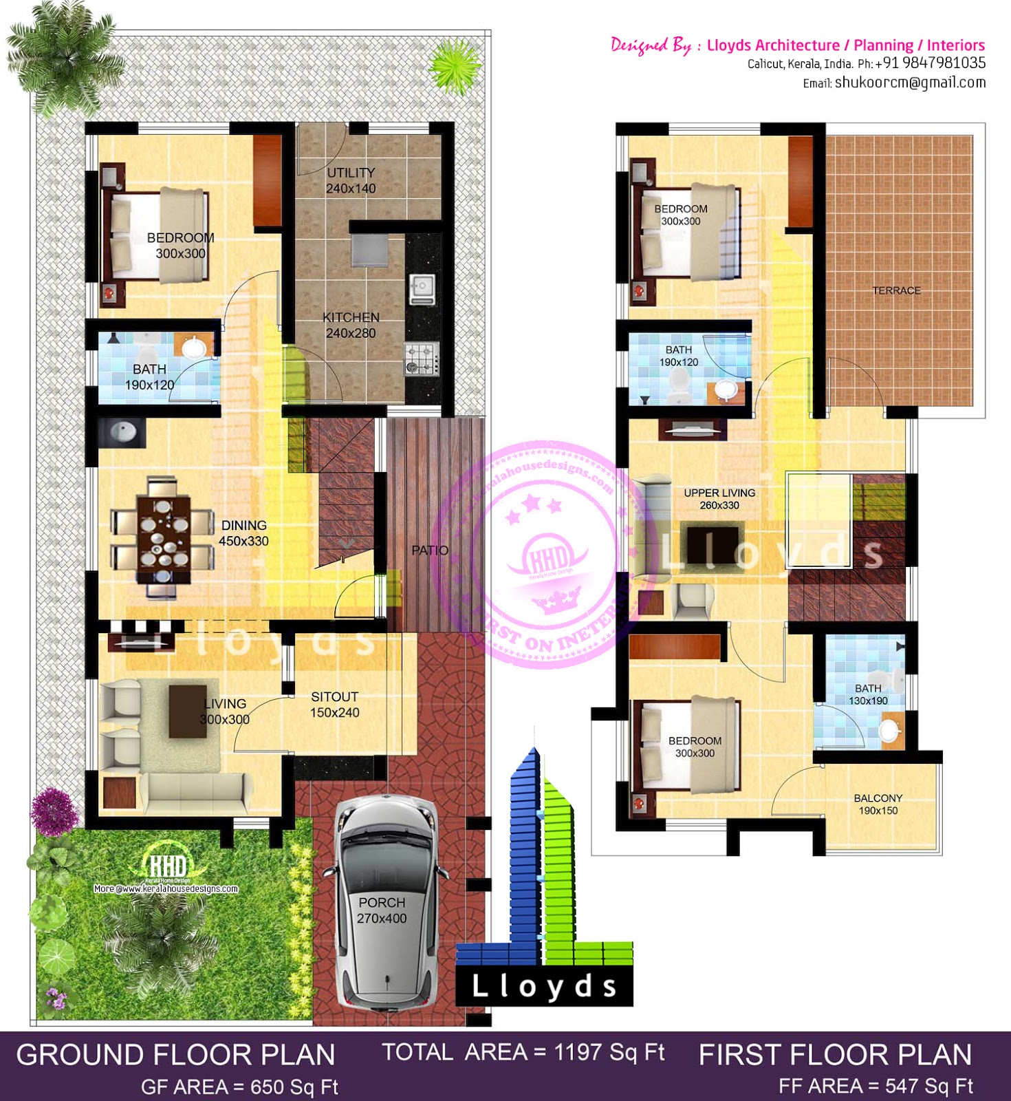 Small Plot 03 Bedroom House Design of 1197 Sq Ft with Follor Plan ...