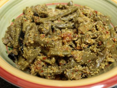 Kochur Loti with Coconut Fry - Bangladeshi Recipe