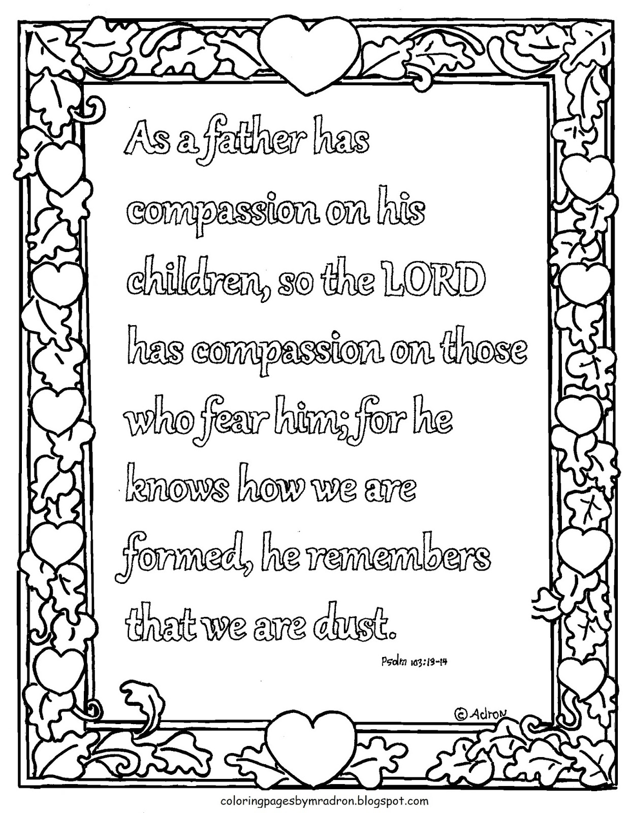 Coloring Pages for Kids by Mr. Adron: Printable Psalm 103:13-14 ...