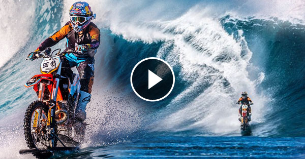 Man surfs huge waves using a dirt bike! INCREDIBLE! | Social News Portal