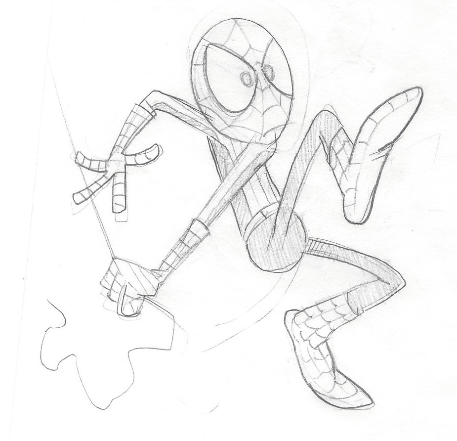 Arrrggghhh! Another @#$% Blog!: Daily Quick Sketch: Spider-Man Swinging 2