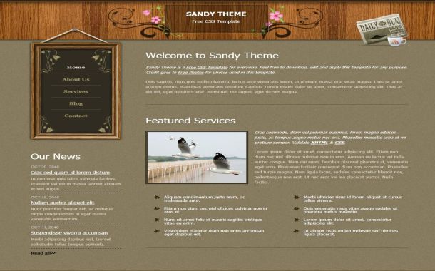Free Sand Texture Wooden CSS Website Template