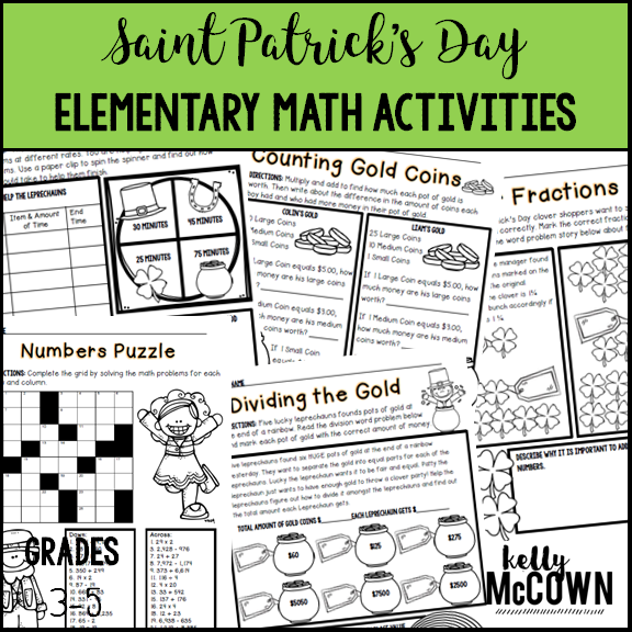 Kelly McCown: Saint Patrick's Day NO PREP Math Activities