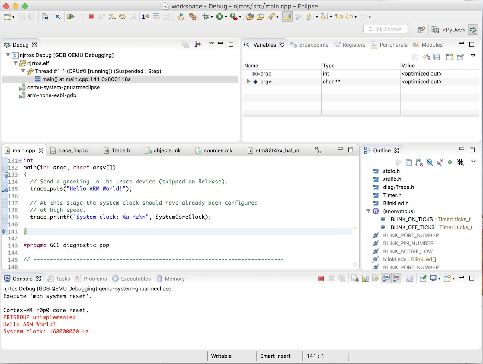 RTOS : with eclipse - RTOS examples - mini-arm-os