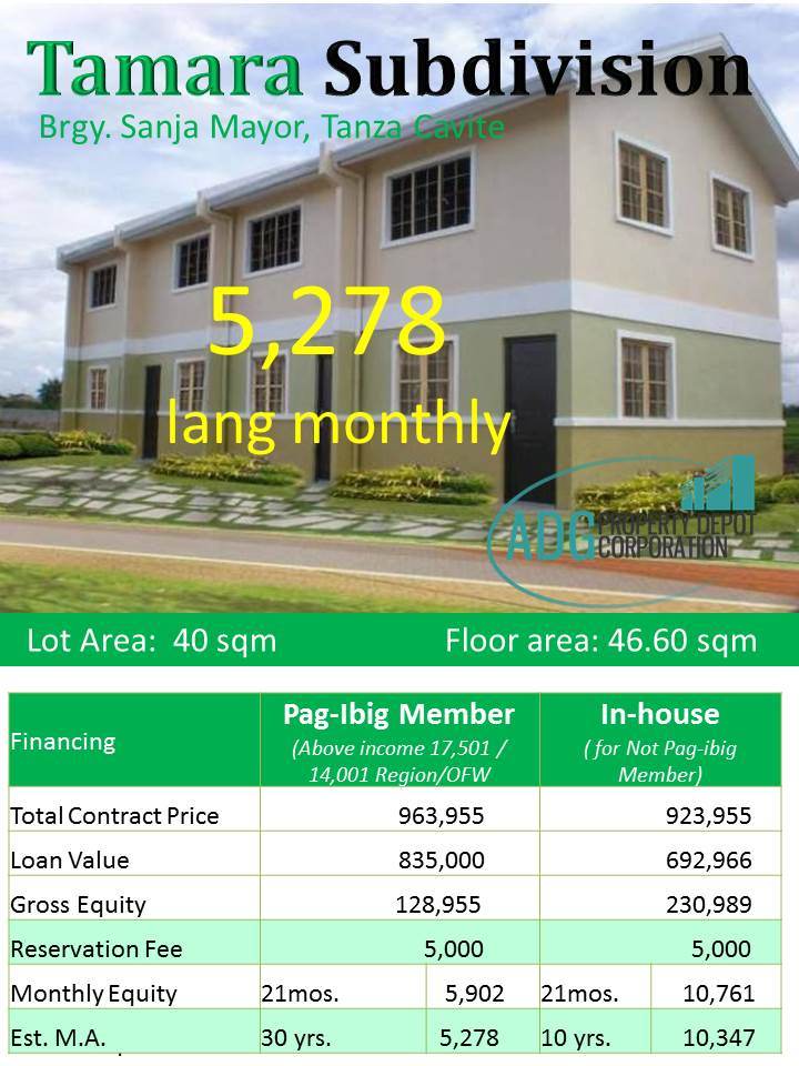 TAMARA SUBDIVISION - Cavite House and Lot For Sale