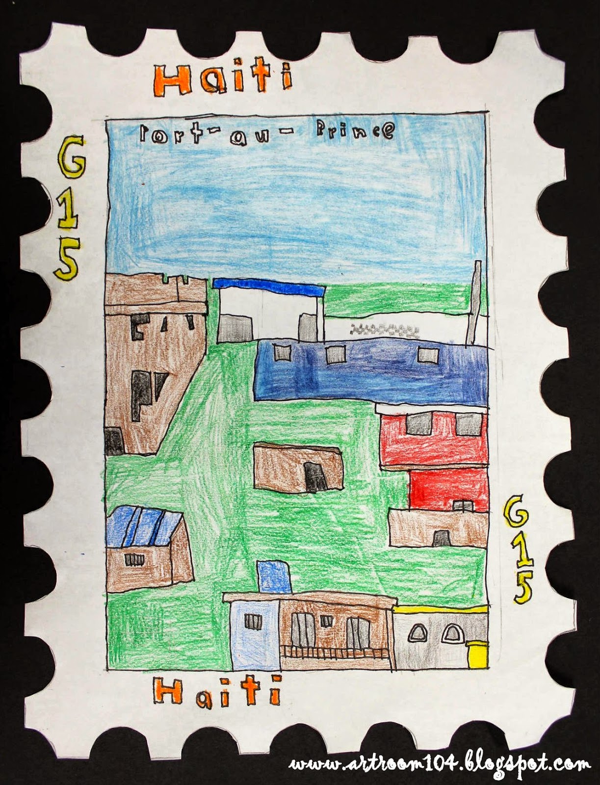 Art Room 104: 6th Grade: Foreign Country Stamp Designs