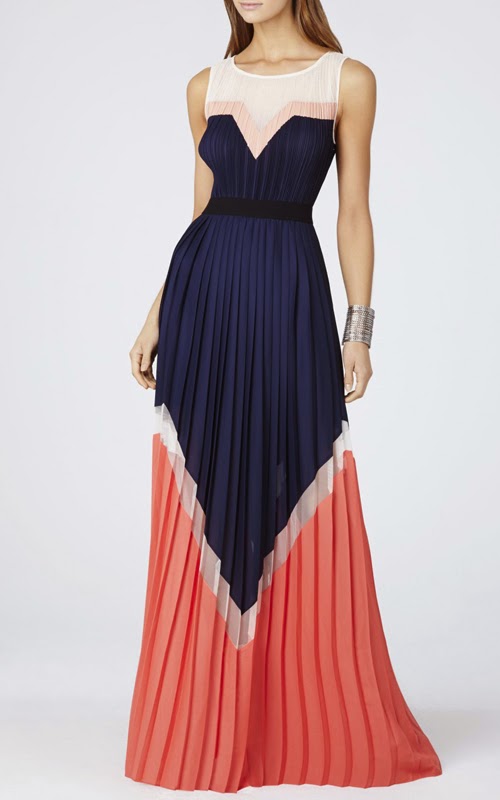 2016 Sexy Prom Gown: BCBG Kathrine Long Pleated Color Blocked Dress