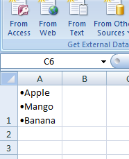 Girfa : Student Help: Insert bullets in a worksheet