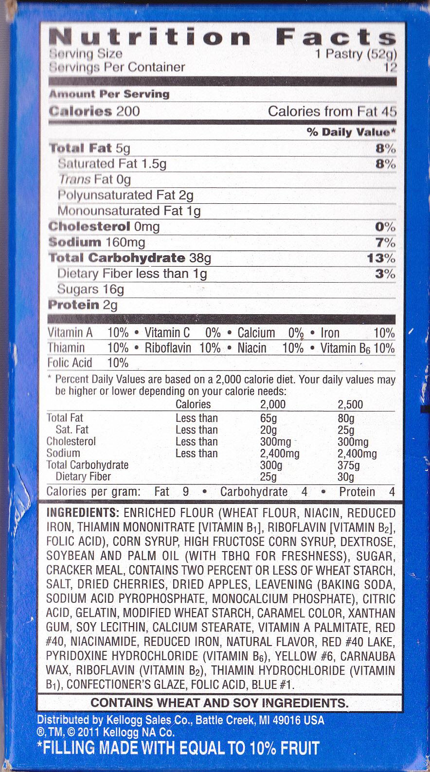 Pop Tart Nutrition Facts Label Pensandpieces