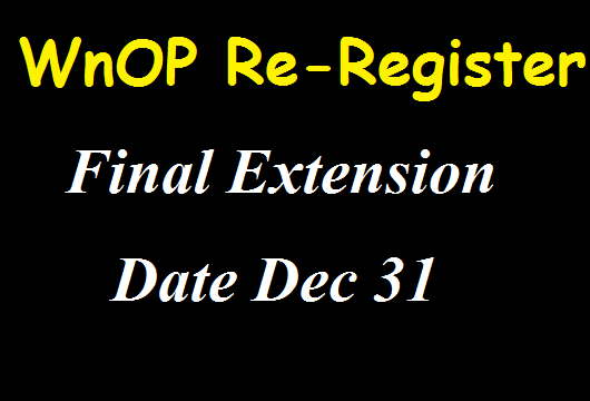 WnOP Re-Register - Final Extension Date Dec 31 - Teacher