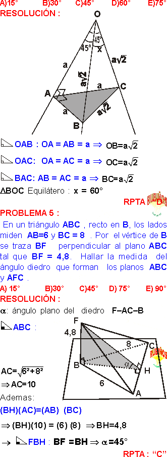 ÁNGULOS EN EL ESPACIO DIEDRO TRIEDRO ÁNGULO POLIEDRO PROBLEMAS ...