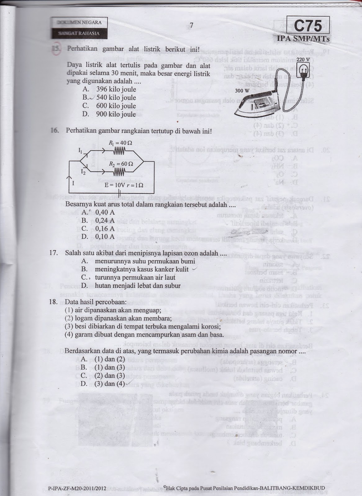 Gule Rampoe (Campur-Campur): Soal UAN SMP (FISIKA)