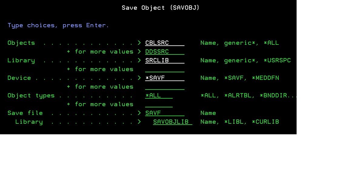 AS400 SAV-RESTORE using Save File