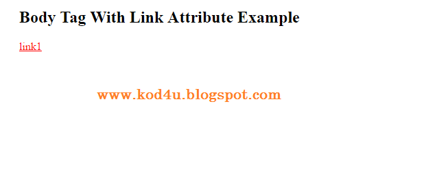 HTML Body Tag With Link Attribute Example