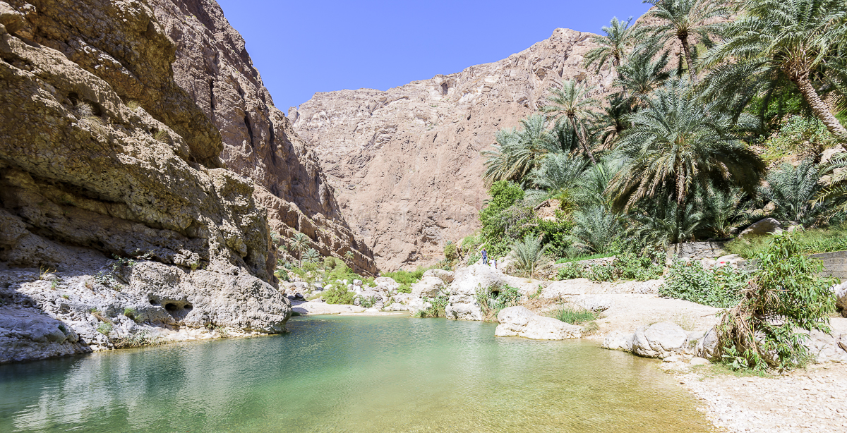 Swimming in the river of Wadi As Shab, Sultanate of Oman