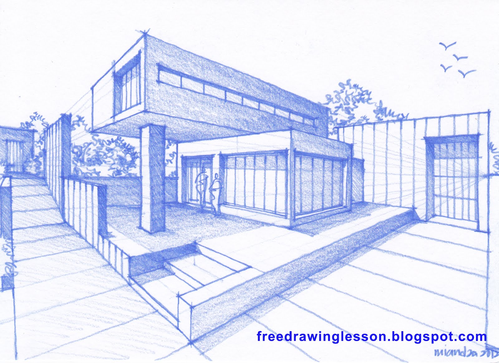 How to draw a house | San-Francisco-Chronicle-freedrawinglesson