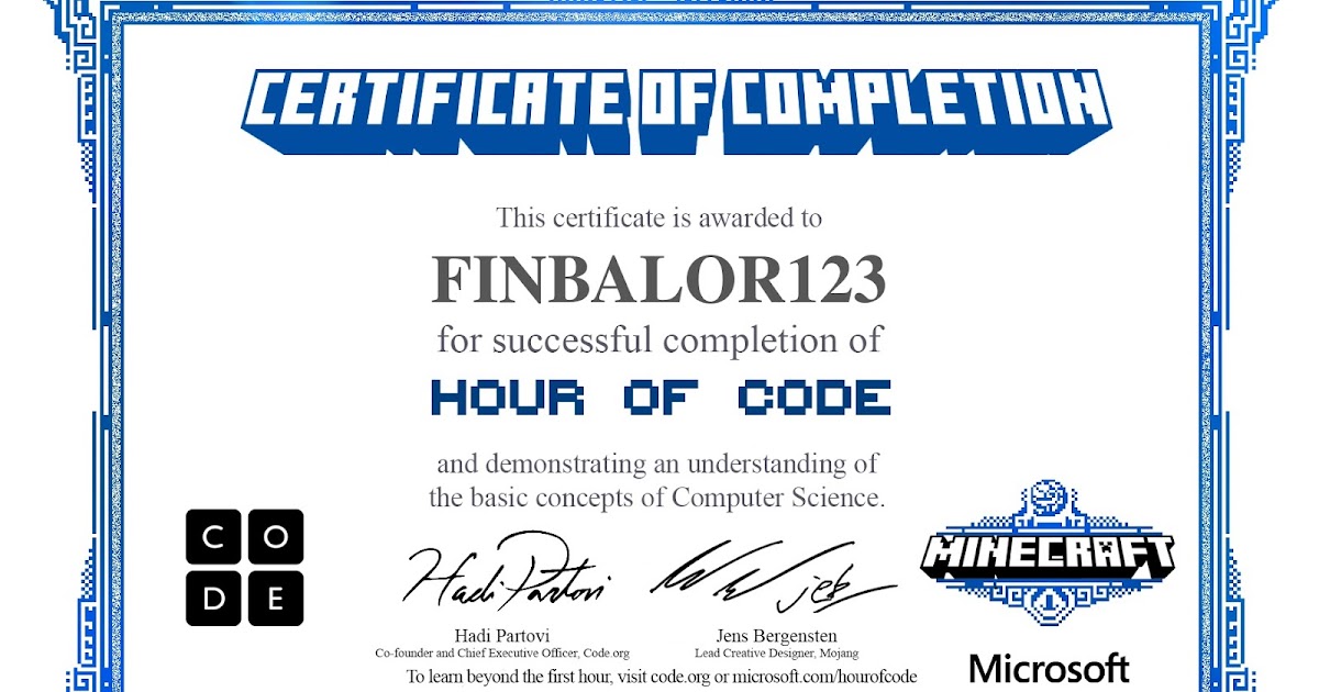 CERTIFICADO DE MINECRAFT