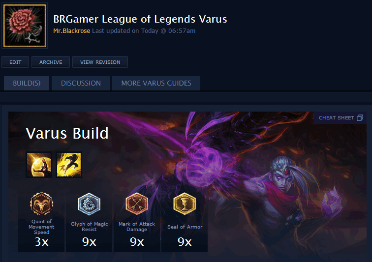 BRGamer The Game Walkthrough: League of Legends Varus Guide เทคนิคการ ...