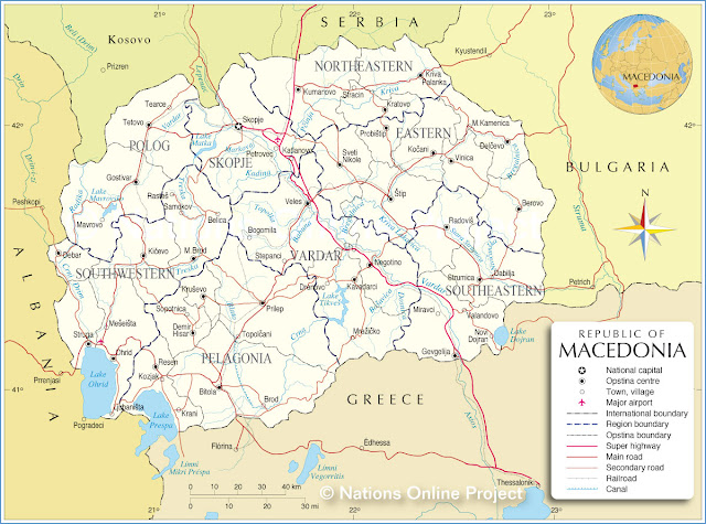Maqedoni - harta gjeografike e Maqedonisë - Shqipëria Express