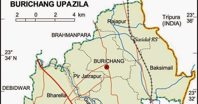 Burichang Upazila Map, Comilla District, Bangladesh