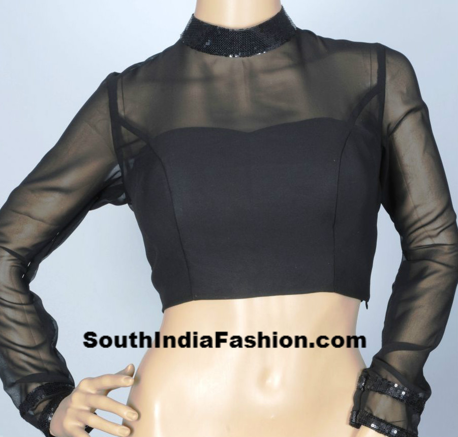 Sheer Closed Neck Blouse – South India Fashion