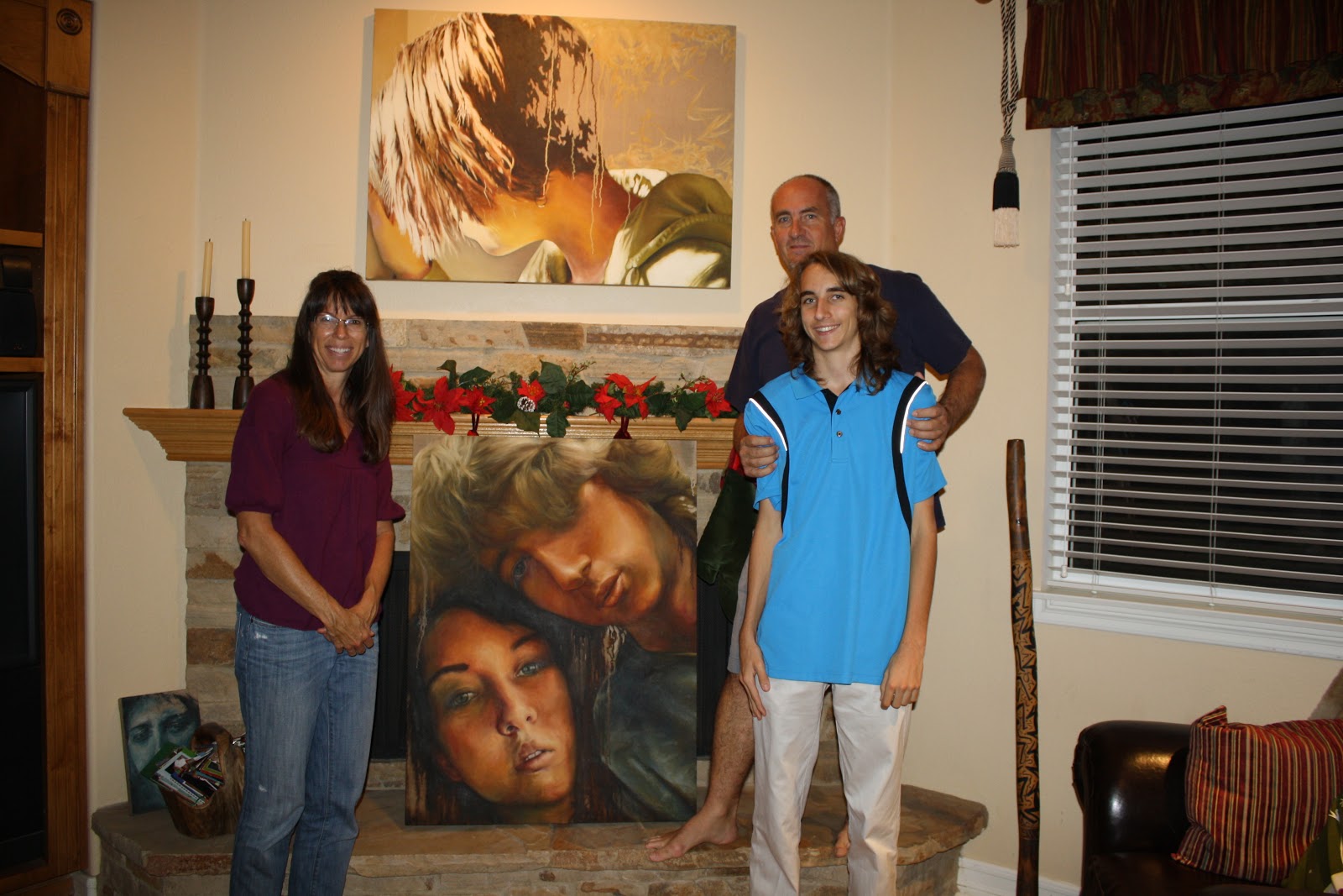 * The painting above the fireplace is an older original painting of ...