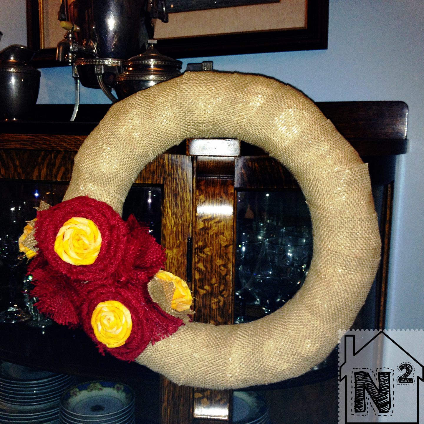 N Squared At Home: Burlap Fall Wreath Tutorial