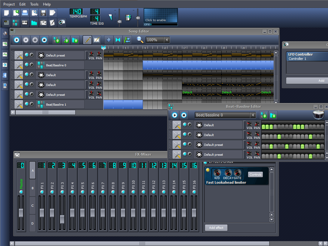 LMMS Music Creation by Sti-Jay: All Dark Blue Theme (free download)