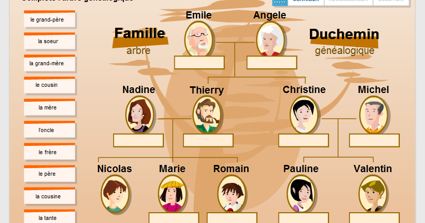 Français niveau intermédiaire: Vocabulaire La famille