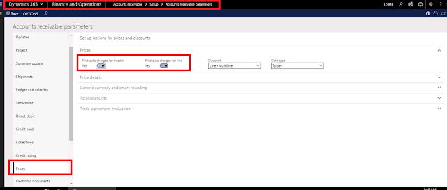 How to setup auto charges for sales order in dynamics 365?