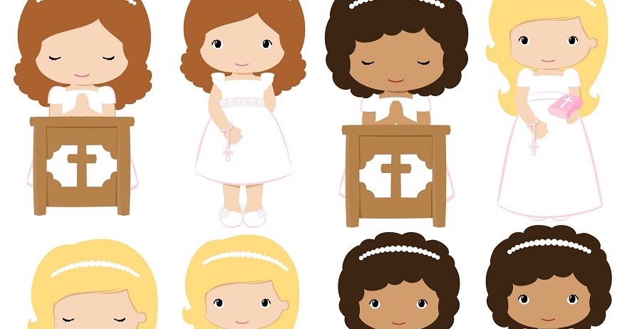 Girls in their First Communion Clip Art. | Oh My First Communion!