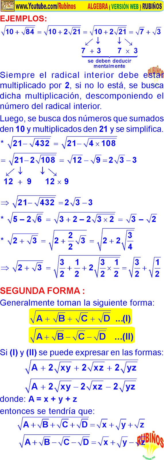 RADICALES DOBLES A SIMPLES PROBLEMAS RESUELTOS PDF