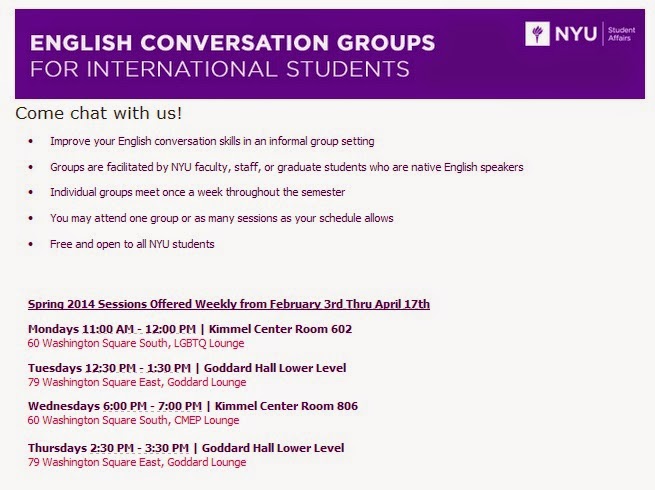 NYU CAS International Students: English Conversation Groups