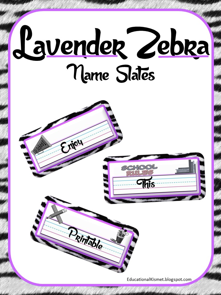 Educational Kismet : 'Lavender Zebra' Name Slates
